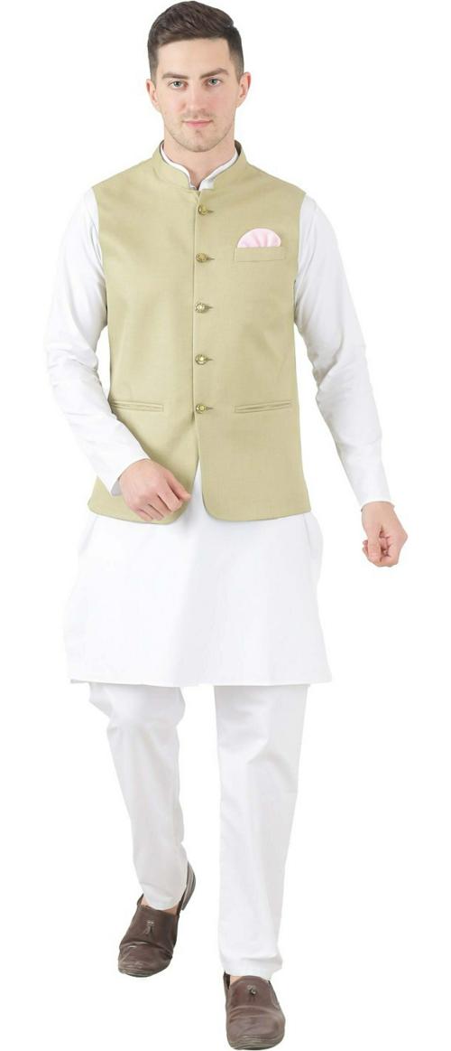 Buy Tahvo Men Green Solid Pure Cotton Jacket And Pyjama Set (38) Online ...