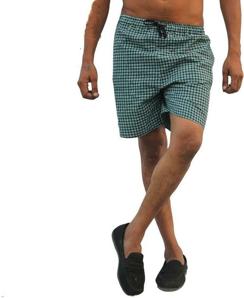 Bentag Mens Green Checkered Cotton Boxer (L) - JioMart