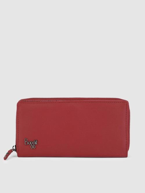 Buy Baggit Women Red Synthetic Leather Zip Around Wallet Online at Best ...