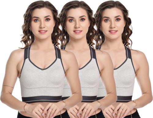 Buy Alishan Black and Grey Cotton Blend Non Padded Bra - 32B (AS0928 ...