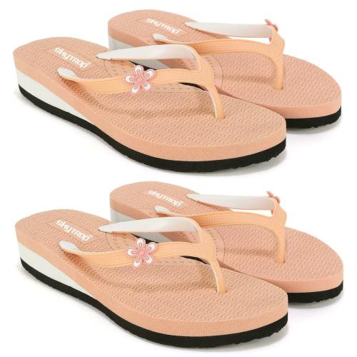 Buy Skytrap Peach Laser Cut Rubber Slippers Flipflop for Women Combo of ...