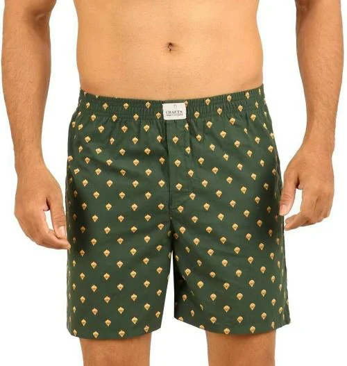 Buy SUPERSQUAD Men Dark Green Printed 100% Cotton Single Boxers Online ...