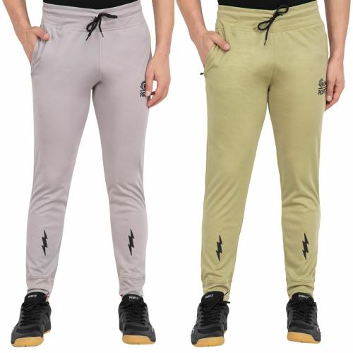 Buy Ekom Men`s Energy Sign Soft Lycra Track Pant Pack Of 2-Pista & Grey ...