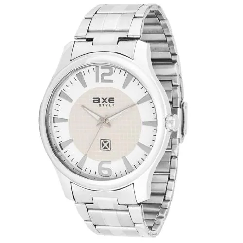 Buy Axe Style Analog White Dial Silver Strap Watch for Men - (X1138SM02 ...