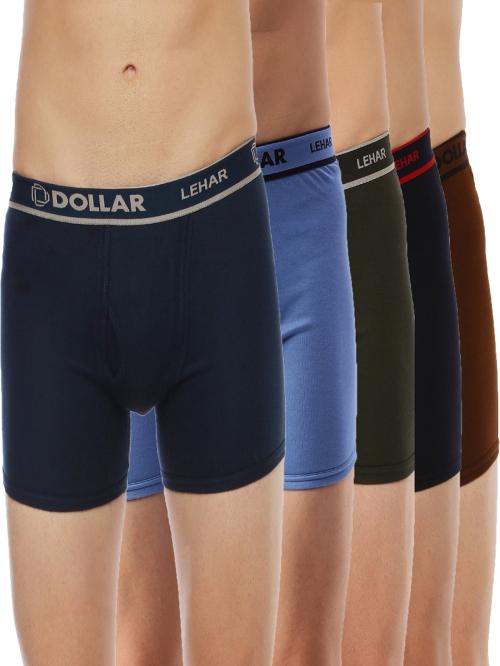 Buy DOLLAR Lehar Men's Assorted Solid 100% Cotton Pack of 5 Trunks ...