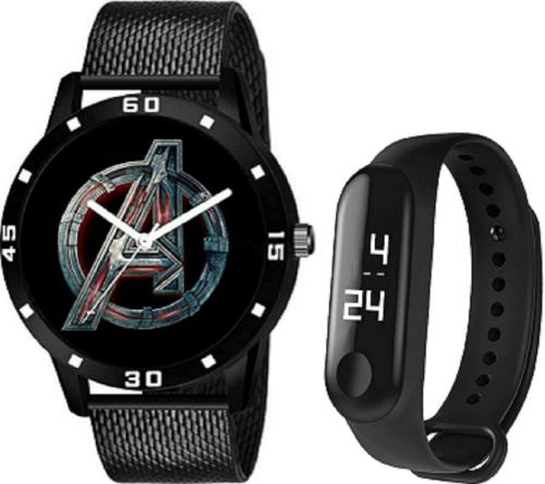 Buy Amience Analog, Digital Black Dial Black Strap Watch For Boys And ...