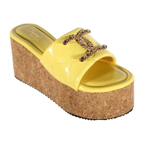 Buy Stepee Yellow Casual & Trendy Open Toe Slip on Platform Heel ...