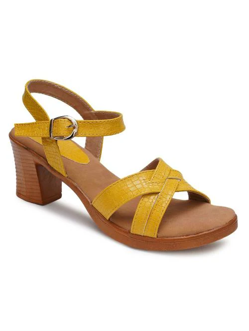 Buy Stepee Trendy & Stylish MUSTARD Heel Sandals For Women Online at ...