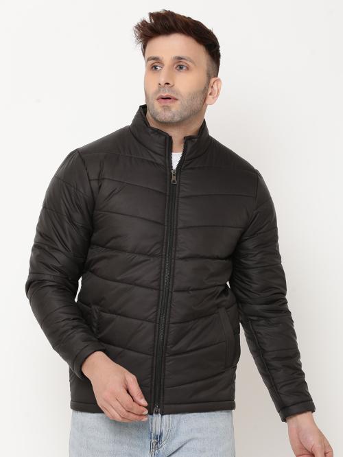 Buy 9TY3REE Men's Black Winter Wear Full Sleeves Solid High Neck Puffer Jacket Online at Best ...