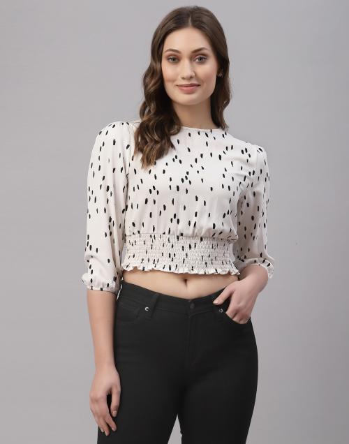 Buy Selvia Women White Printed Georgette Top | tops for women | tops ...