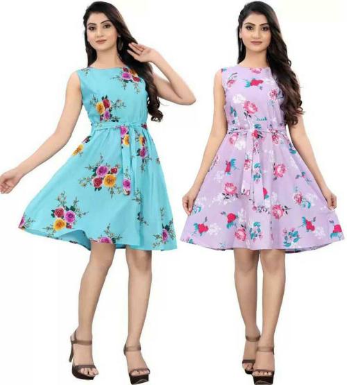 Buy SHREE INFINITY EXPORT Multicolor Printed Crepe Dress Online at Best ...