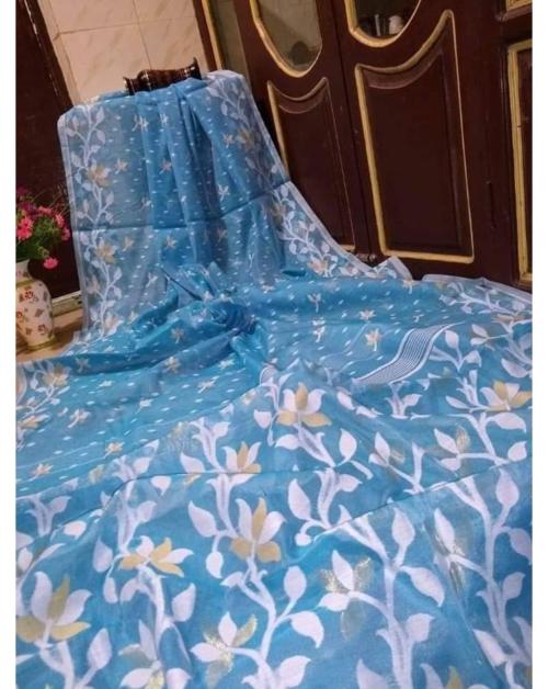 Buy BULSARI Jamdani saree are woven from Resom Khadi threads without ...