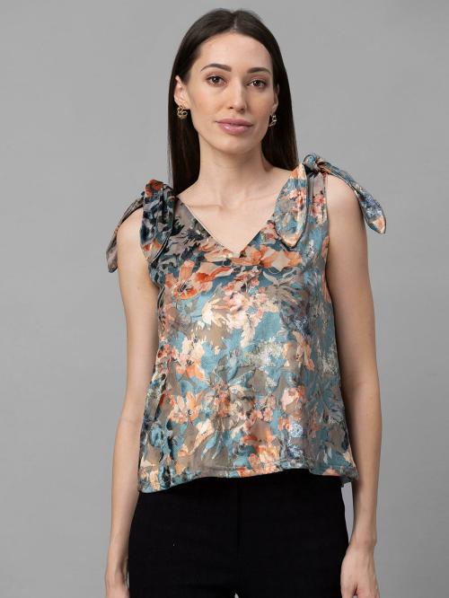 Buy GLOBUS Women Multi Green Printed Polyester Top Online at Best ...