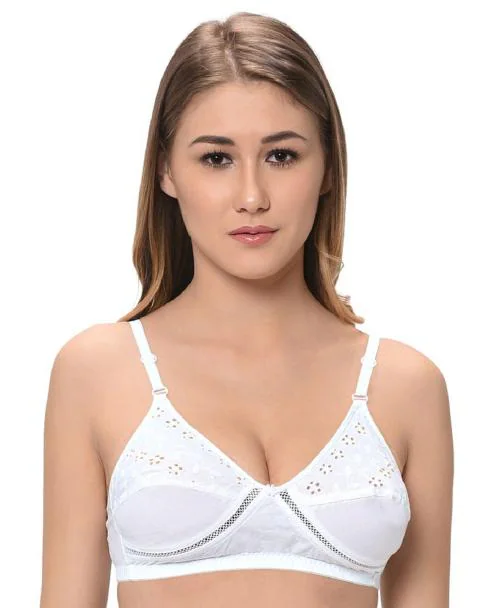 Buy FEMULA MamtaNet 1Pc Full Coverage Pure Cotton Bra with Chikankari on Upper Cups & A Net ...