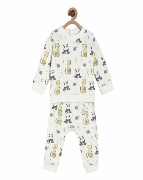 Buy MINI KLUB Baby Girls Multi Cotton Top And Knit Bottom Online at ...