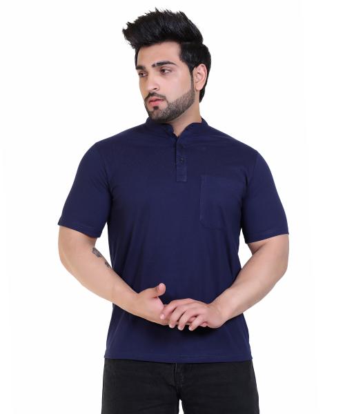 Buy Axys Men's Solid Henley Neck T-Shirt (Navy Blue) Online at Best ...