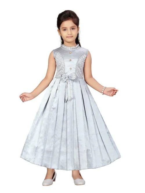 Buy Aarika Girls Grey Colour Silk Frock Online at Best Prices in India ...