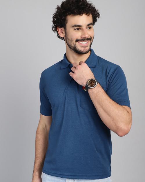 Buy Obaan Men solid polo neck short sleeeves tshirt has straight hem & pull on closure Online at ...