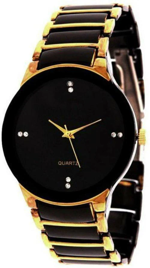 Buy Bolun Analog Black Dial Gold Strap Watch For Men Online at Best ...
