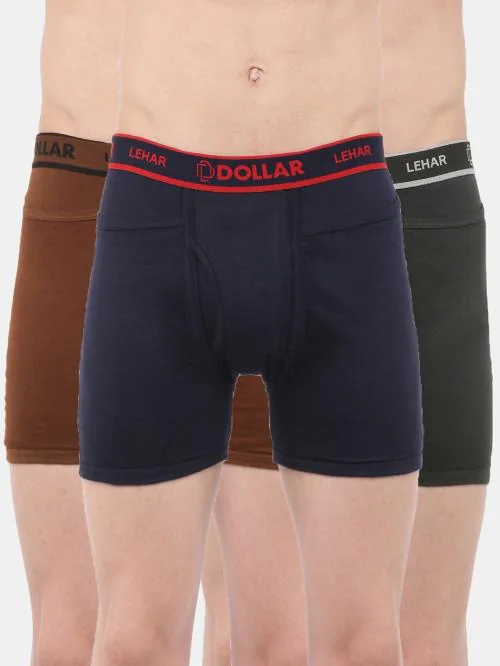 Buy DOLLAR Lehar Men's Assorted Solid 100% Cotton Pack of 3 Trunks ...
