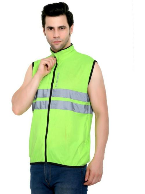 Buy Blueficus Orange Polyester Sleeveless Reflective Safety Jacket (BF ...