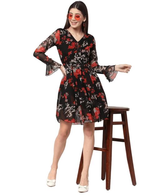 Buy Helwin Designer Women Georgette Western Midi Short Dress Online at ...