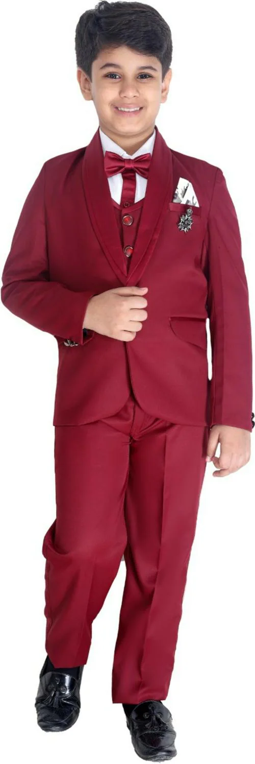 Buy Fourfolds Boys Maroon Polyester set Online at Best Prices in India ...
