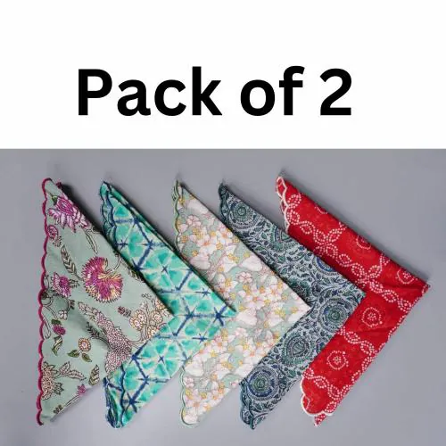 Buy MG EMBROIDERY Women Floral Printed Cotton Handkerchiefs (Hanky ...