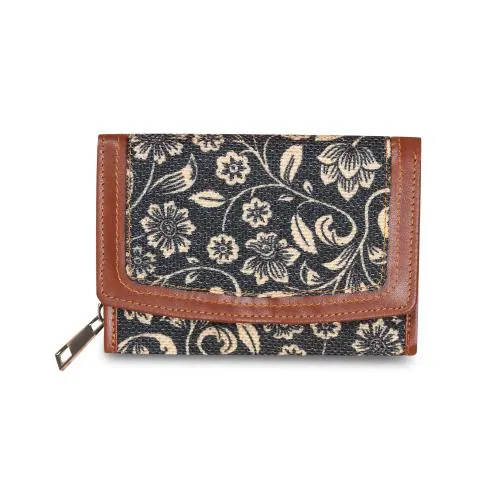 Buy ZOUK 100% PeTA Approved Vegan Leather FloMotif Print Three Fold ...