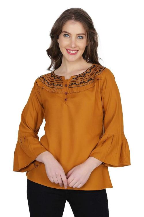 Buy Retrovis Women Mustard Solid Tops XL Online at Best Prices in India ...