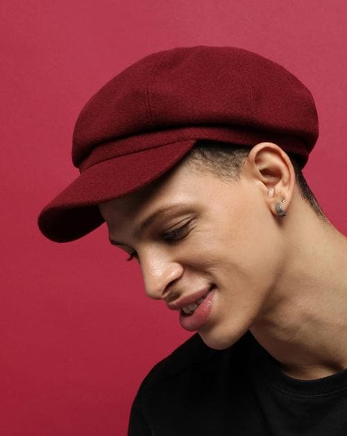 Buy French accent Men Solid Maroon Vintage Newsboy Cap Online at Best ...