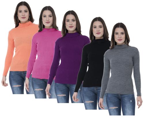 Buy IndiWeaves Women Woollen Warm Full Sleeves High Neck Skivvy (Pack ...