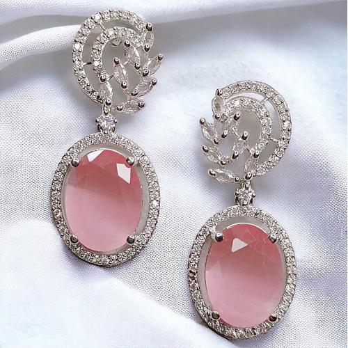 Buy TREND CREATION Rhodium Plated AAA AD Star Cut Stone Drop Earring ...