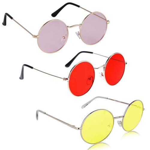Buy Phenomenal Round Unisex Sunglasses pack of 3 (Multicolors) (Men ...