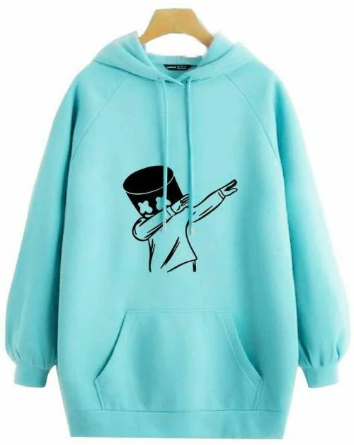 Buy Master Mark Men and Women Graphic Fleece Hooded Light Blue ...