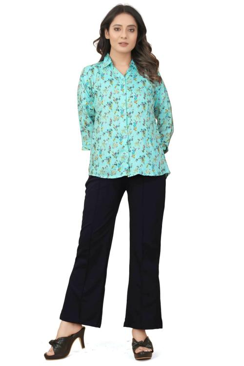Buy Tarsariya brother Women Regular Fit Floral Print Curved Collar Casual Shirt Online at Best ...