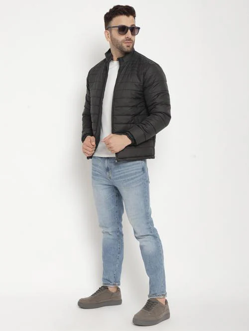 Buy Better Think Men Black Self Design Nylon Quilted Jacket (Xxl ...