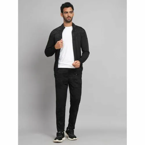 Buy Glito Stylish Black Front Full Zipper Sporty Tracksuit for Men(L ...