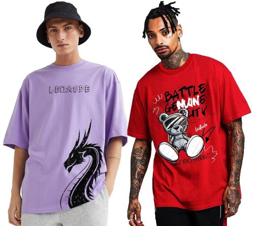 Buy LEOTUDE Oversized Cotton Blend Half Sleeve Men's T-Shirts Combo ...