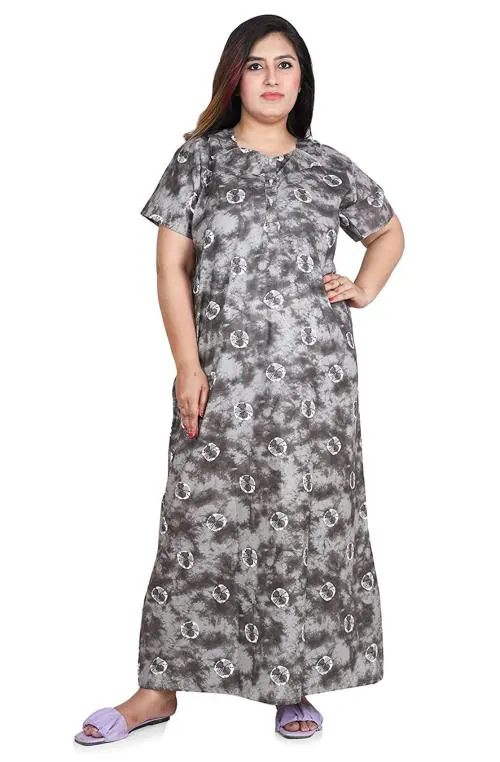 Buy SHREE VITTHAL Women Grey Printed 100% Pure Cotton Night Dress Online at Best Prices in India ...