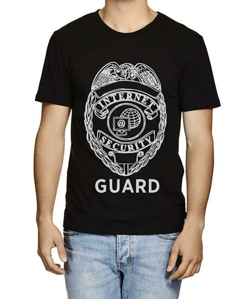 Buy Caseria Men Black Internet Security Guard Printed Graphic Cotton T ...