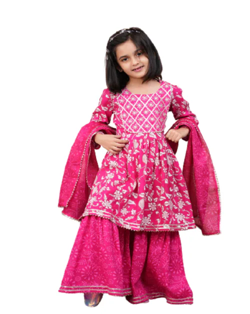 Buy Print Sleeveless Kurta and Sharara Set For Girls And Sharara Sets ...