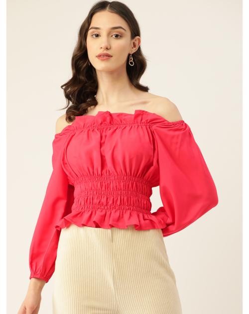 Buy Rue Collection Woman's Pink Peplum Top Online at Best Prices in ...