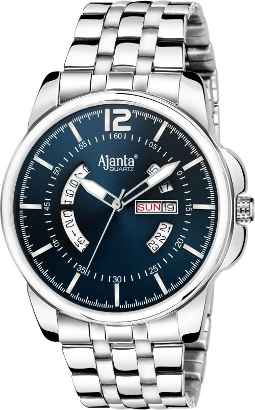 Buy Ajanta Quartz Analog Blue Dial Silver Strap Watch For Men Online at ...