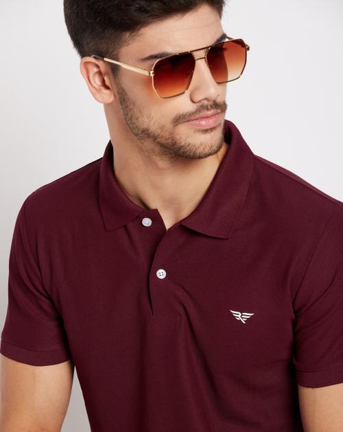 Buy RISS Men's Cotton Half Sleeves Solid Polo T-shirt Online at Best ...