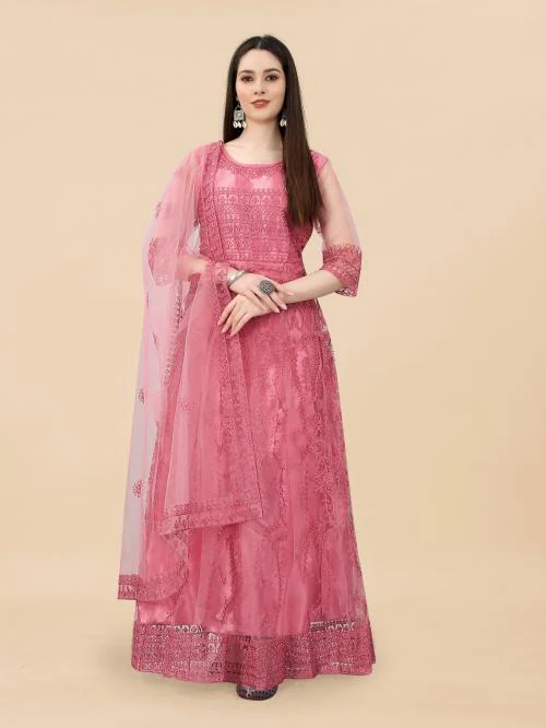 Buy JULEE Women's Net Embroidered Semi-Stitched Gown Online at Best ...