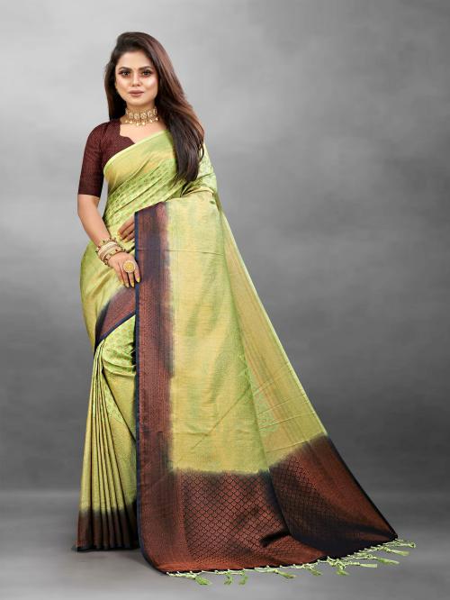 Buy Limedeal Women Pista Self Design Nylon Bollywood Saree Online at ...