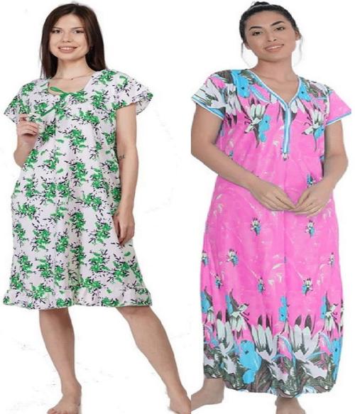 Buy BEAUTY CRAZE Women's Cotton Short Nighty And Satin Maxy Nighty ...
