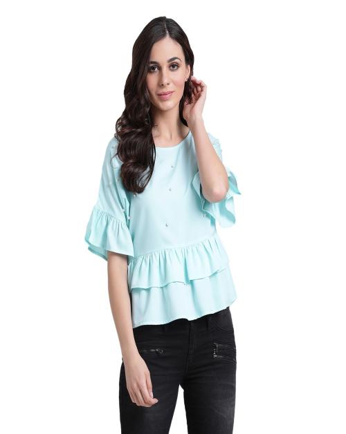 Buy Blue Layered Frill Top Online at Best Prices in India - JioMart.