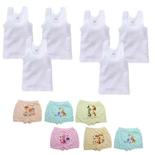 Buy IGNOTO (0 Size, 6WHT Vest, 6 Bloomer) Set of Baby, Kids Inner Wear ...